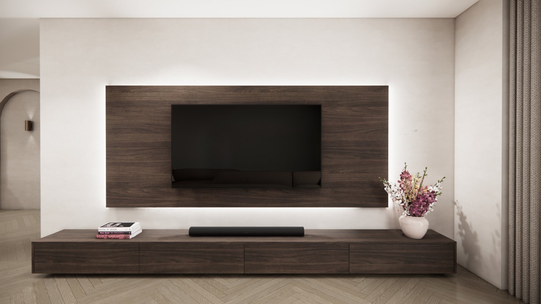 PUUUR Eiken tv-paneel met verlichting