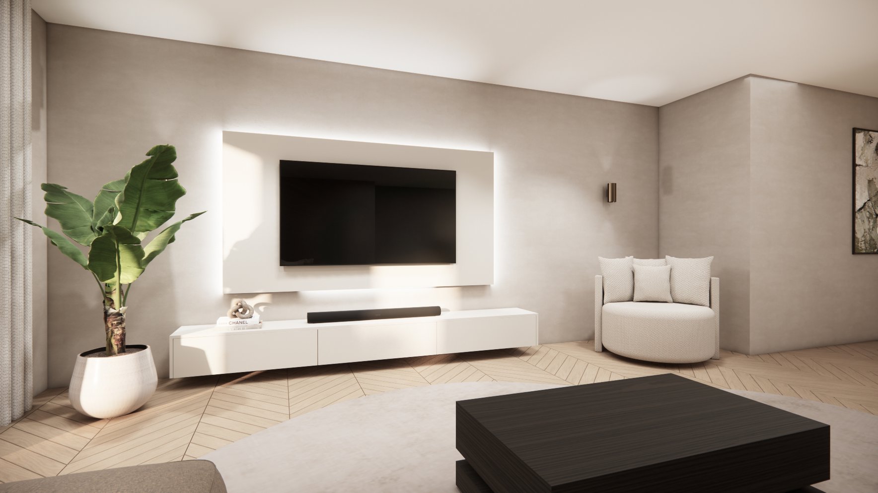 Puuur Interiors Tv-paneel met verlichting